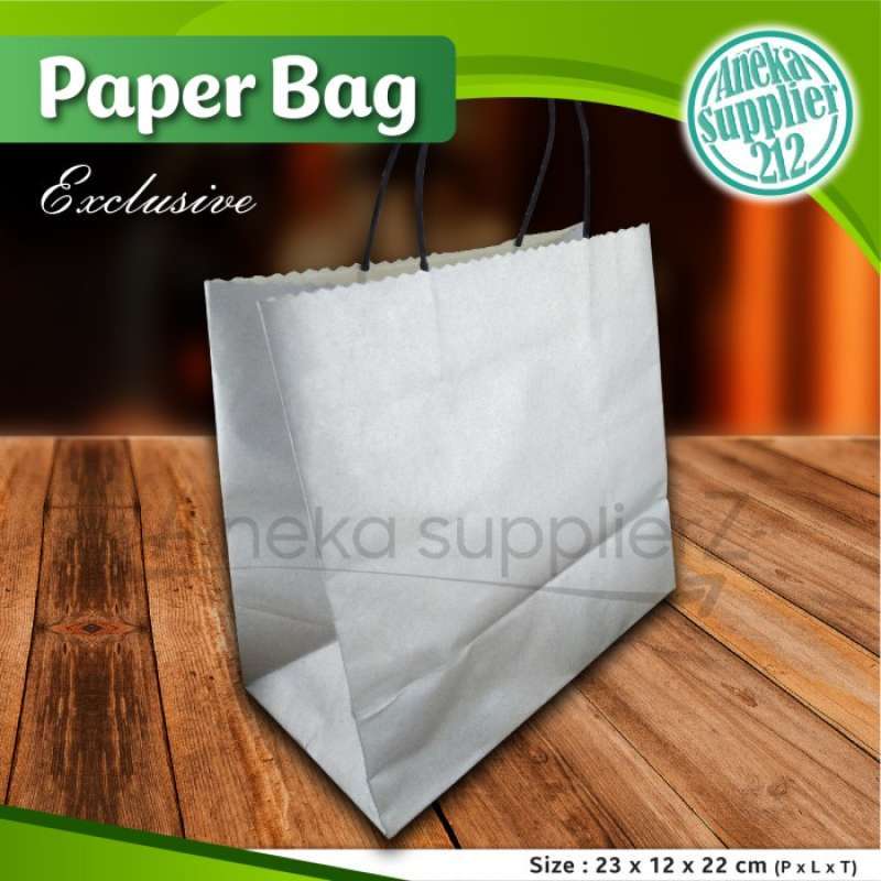 Promo Paper Bag Polos - Paper Bag 23x12x22 cm - SILVER - PERAK (20 pcs ...