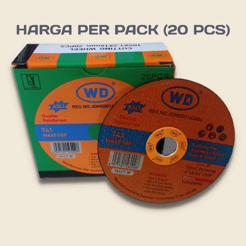 Jual 1 PAK WD 20 PCS MATA GERINDA POTONG BESI STAINLESS CUTTING GURINDA ...