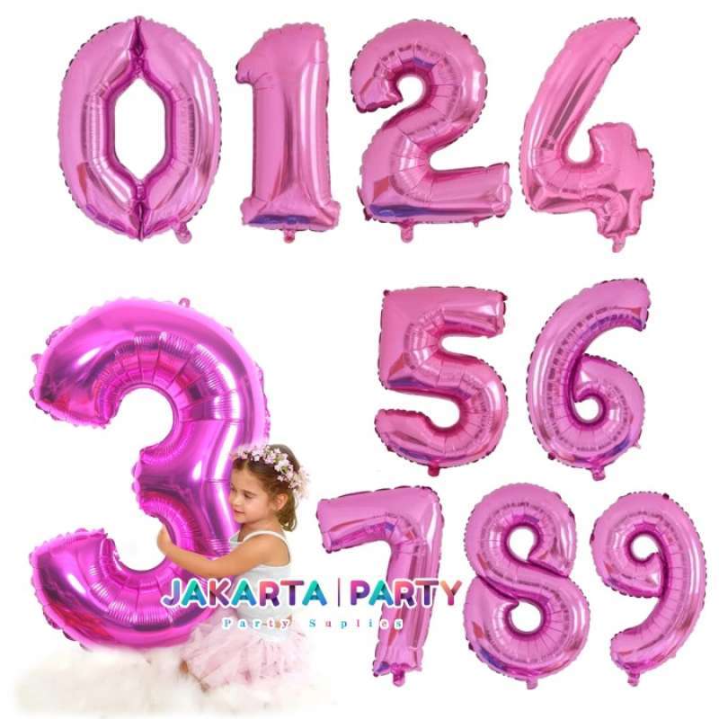 Jual Balon Angka Pink JUMBO 80 cm / Balon foil angka / Balon angka di ...