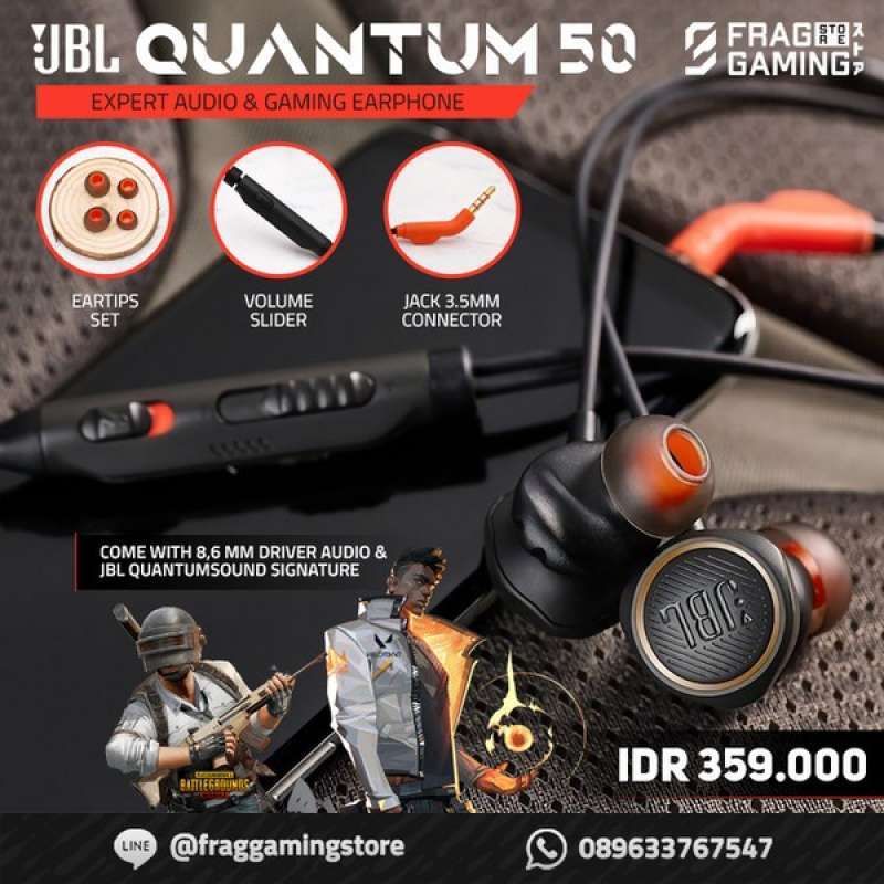 Jual Jbl Quantum 50 / Q50 In-Ear Gaming Headset Earphone Earbuds ...