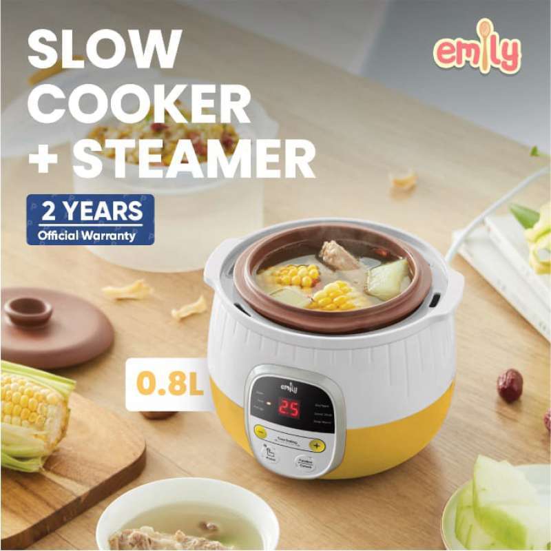 Jual Emily Slow Cooker + Steamer 0.8 Lt Clay Pot / Baby & Family Food ...