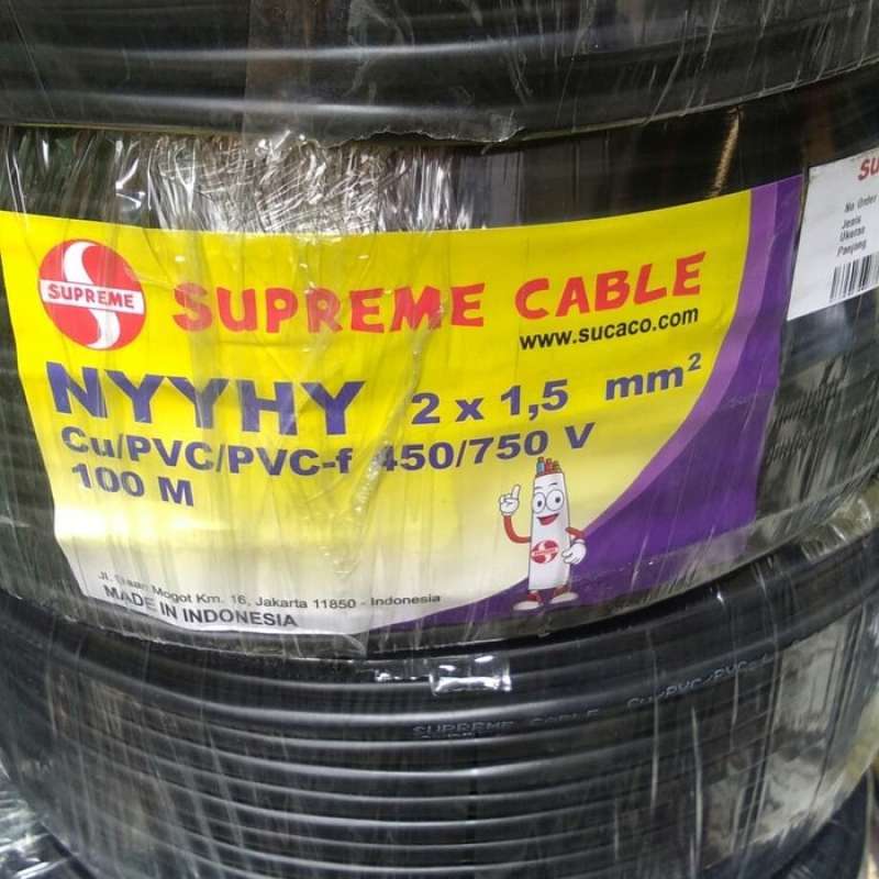Jual kabel Supreme nyyhy 2x1.5 @ 100 meter original serabut tembaga ...