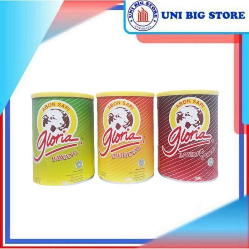 Jual GLORIA Abon Sapi 250 gr Kaleng Original / Bawang / Pedas - Bawang ...