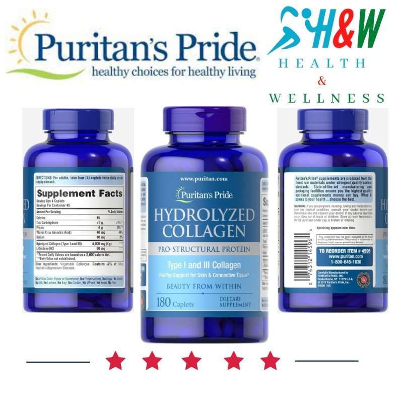 Promo Suplemen Vitamin Puritan Hydrolyzed Collagen Isi 180 Tablet Utk ...