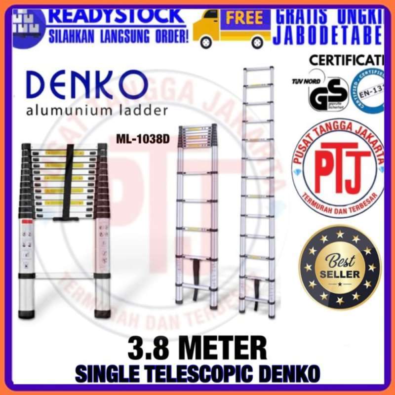 Promo Tangga Teleskopik 3.8 Meter Denko Tangga Alumunium Telescopic 3,8 ...