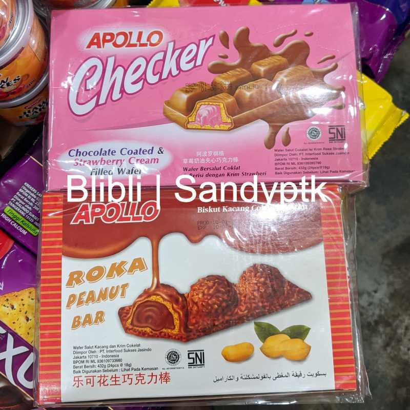 Jual Apollo Checker Apolo Chocolate Coated Coklat Strawberry Wafer ...