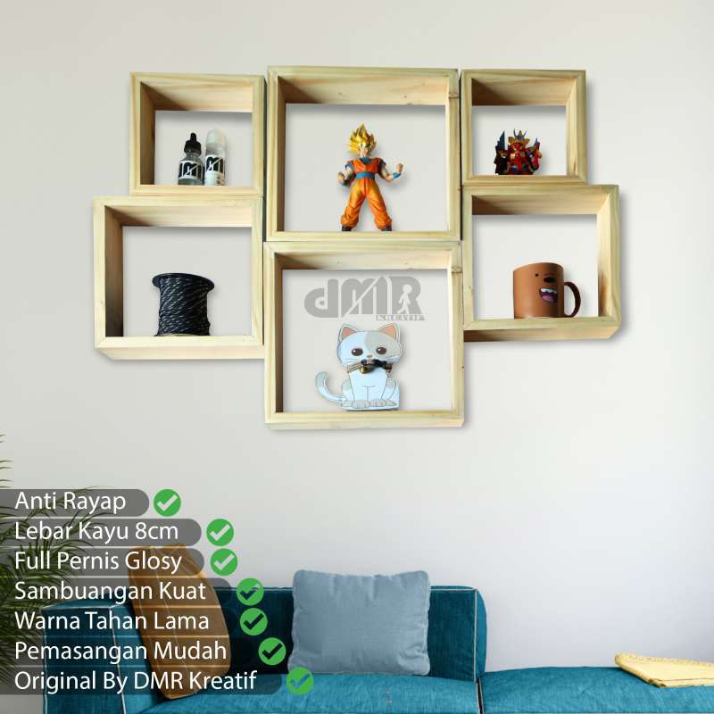 Jual Rak Hiasan Dinding Persegi Kotak Minimalis Pajangan Tembok ...