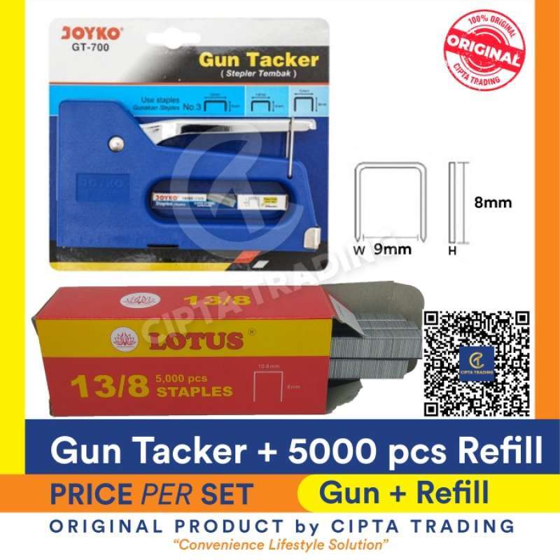 Promo stapler - Joyko - Gun Tacker GT-700 + Staples 13/8 Lotus ...