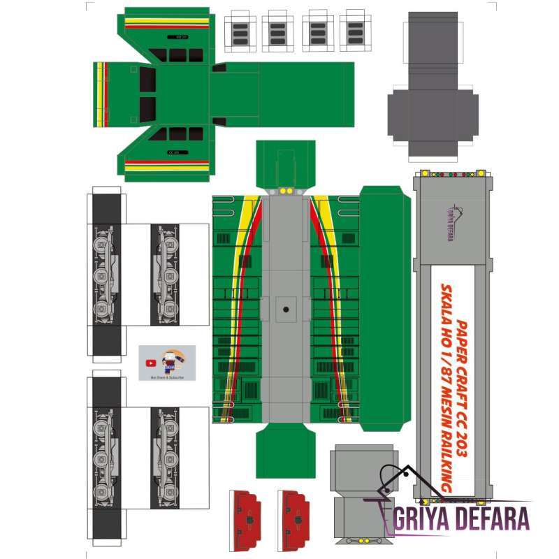 Jual GRIYADEFARA PAPERCRAFT LOKOMOTIF CC 203 CC203 SKALA HO 1/87 1:87 ...