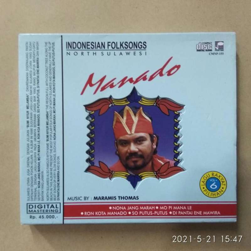 Jual CD Musik Indonesian Folk song North Sulawesi, Manado, Lagu Rakyat ...