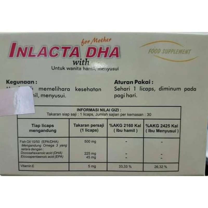 Jual INLACTA DHA Kapsul Isi 30 Suplemen / Vitamin Ibu Hamil Dan Ibu ...