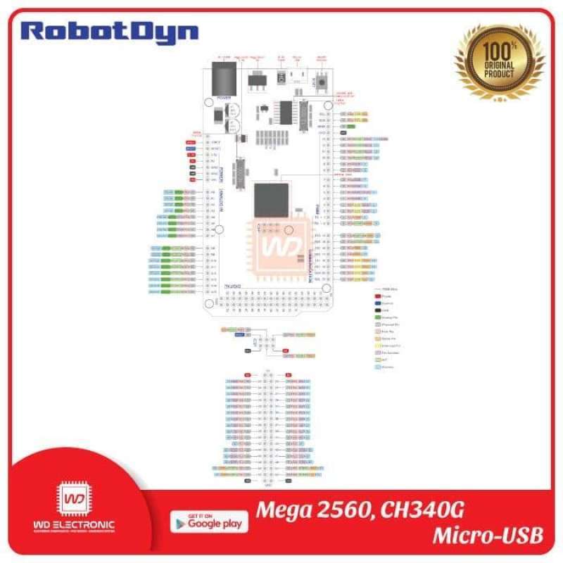 Jual Robotdyn Mega 2560 R3 Ch340g Microusb Arduino Mega 2560 Di Seller ...
