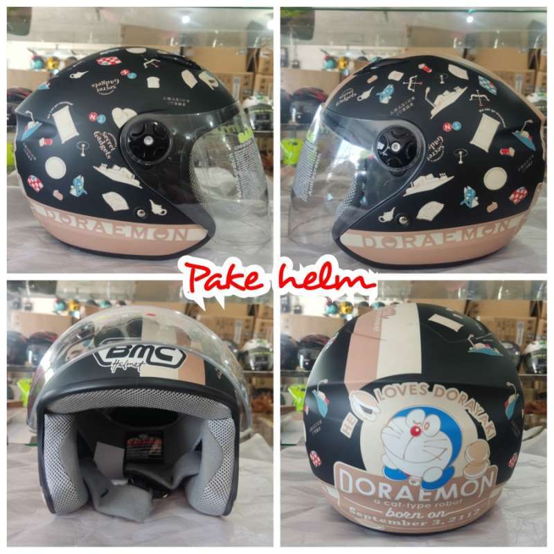 Jual HELM BMC MILAN DORAEMON REBORN MATT BLACK HELM HALF FACE MURAH di ...