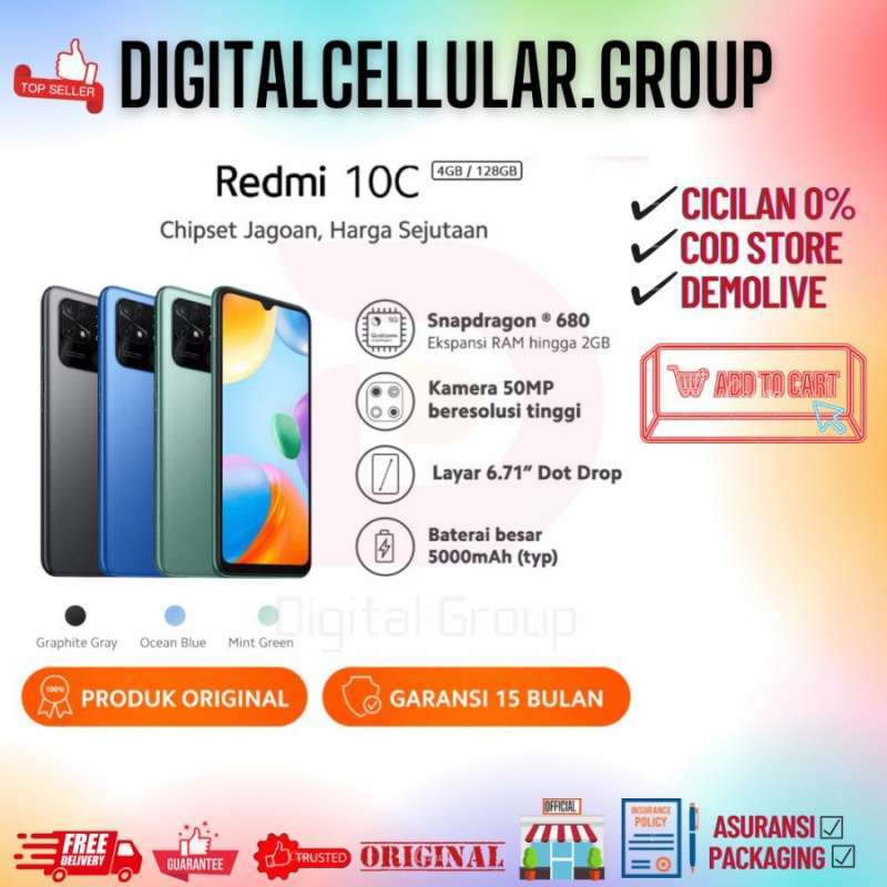Jual Xiaomi Redmi 10c 4/128 GB - Garansi Resmi di Seller DigitalCellularGroup - Durian, Kota ...
