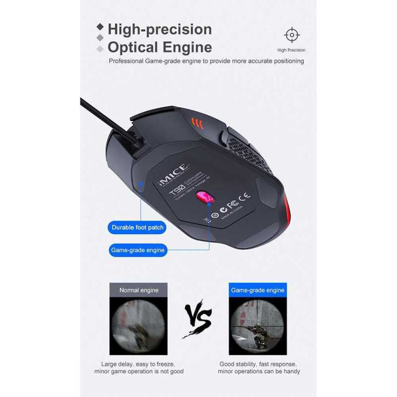 Jual Imice Wired Gaming Mouse Led 7200 Dpi - T90 Hitam Di Seller Smart ...