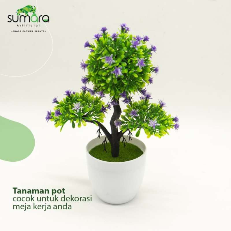 Jual Tanaman Sintetis / Tanaman Artificial Mini Topiary - Ungu - Putih ...