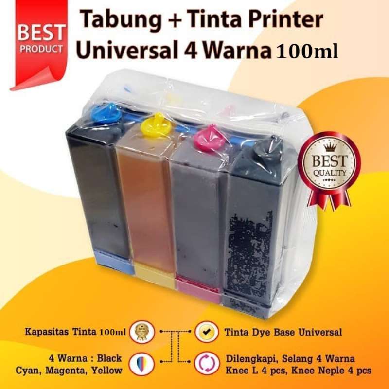 Jual Tabung Tinta Premium 4 Warna 100ml Printer Modif infus di Seller ...