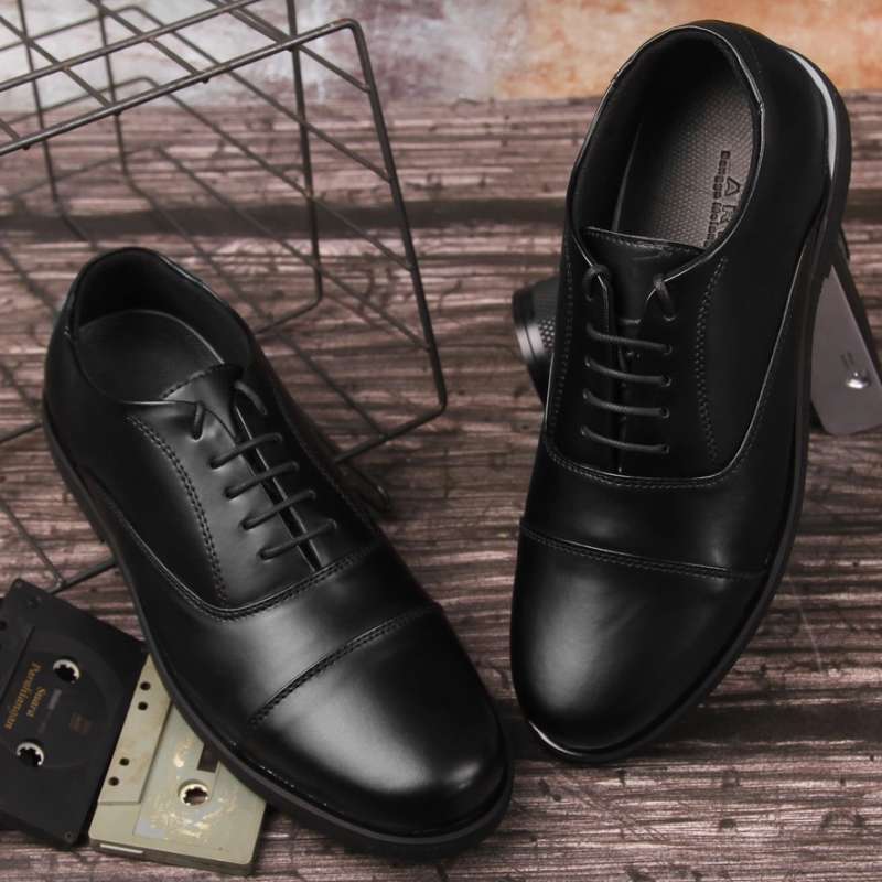 Jual Sepatu Pantofel Pria Semi Formal Casual Oxford Full Black ...