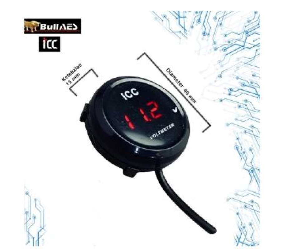 Jual Voltmeter Digital Bulat Mini Waterproof Icc Original Universal ...