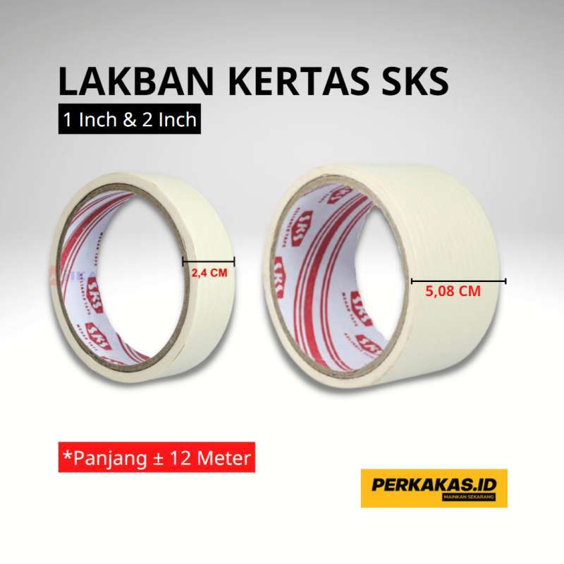 Jual Lakban Kertas 1 Inch Per Roll 12 Meter SKS di Seller Perkakas.Id ...