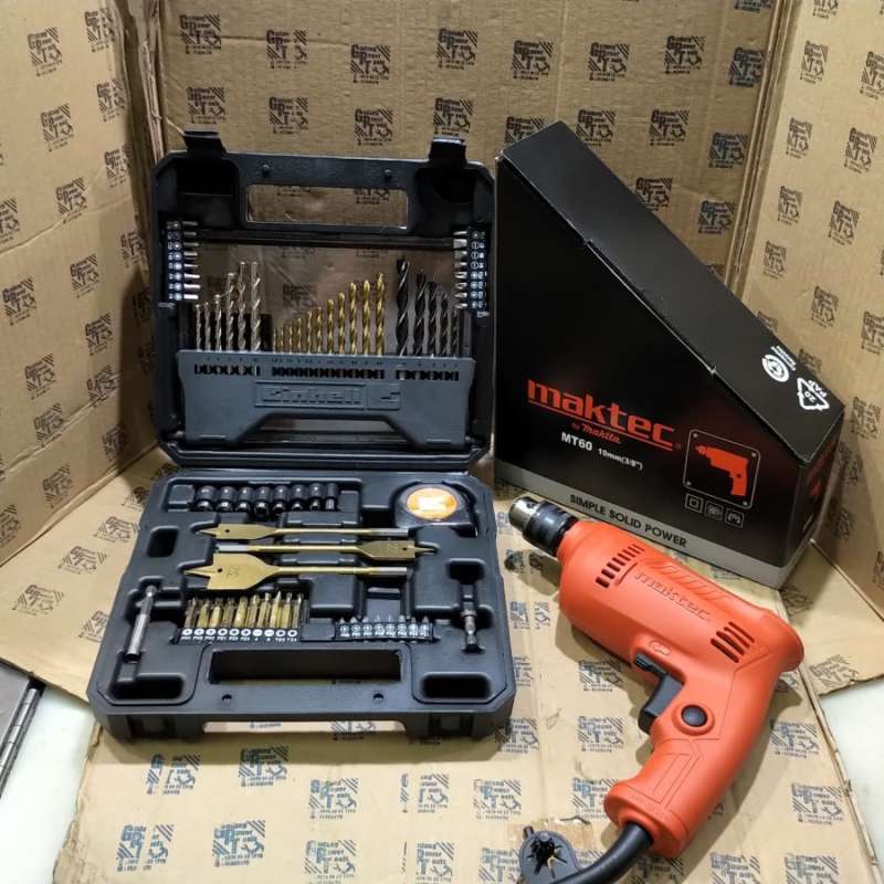 Jual Mesin Bor Besi Kayu Obeng Bor Tangan Maktec MT gratis matabor 70pc ...