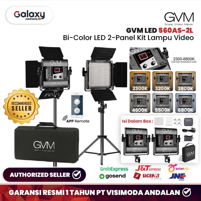 Jual Gvm Gvm-560as-2l Bi-color Led 2-panel Kit Lampu Video Led Studio ...