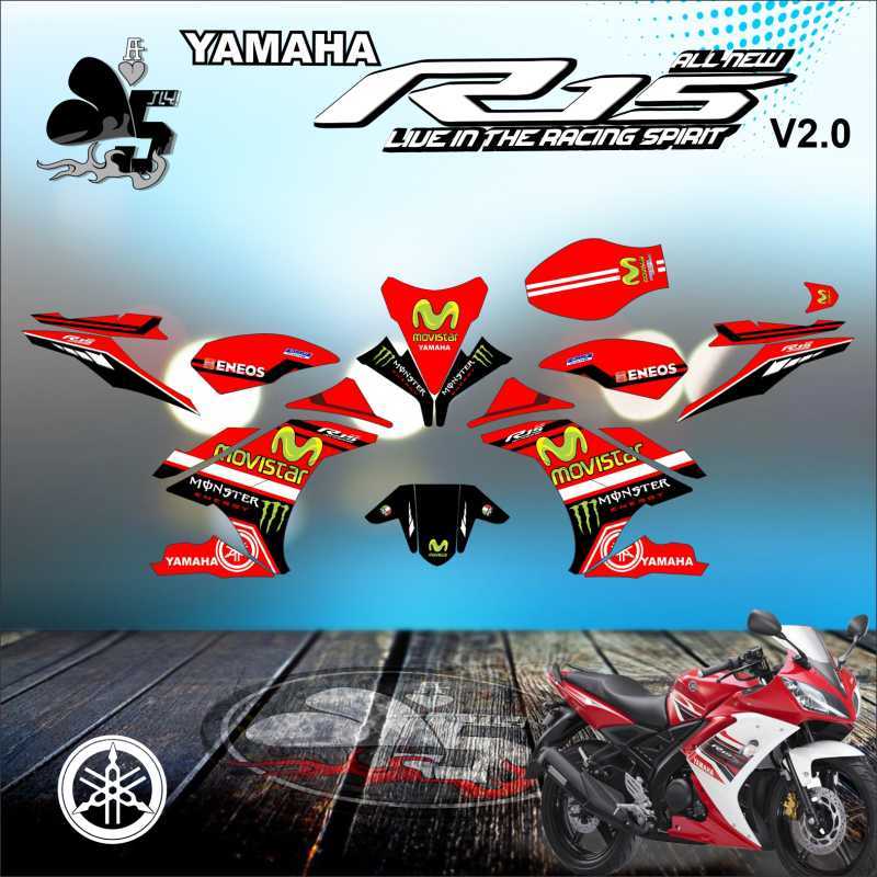 Jual STICKER DECAL YAMAHA R15 V2.0 FULL BODY MOVISTAR II - MERAH di ...