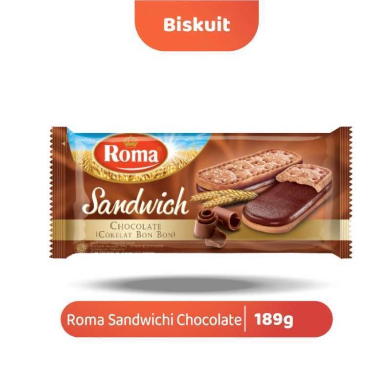Jual Biskuit Roma Sandwich Chocolate 189 Gram Rasa Coklat Sandwichi ...