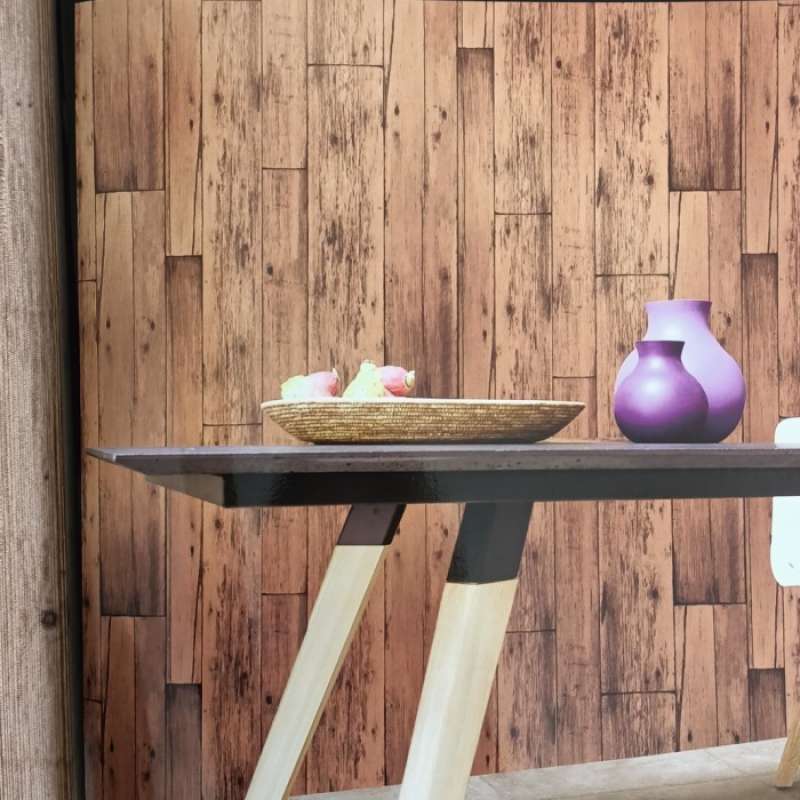 Jual Wallpaper Dinding Motif Papan Kayu Coklat Cream Di Seller Kefira