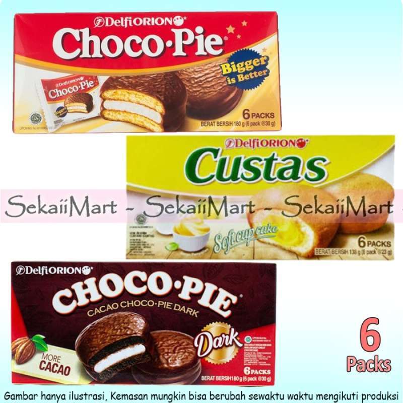 Promo DELFI ORION Soft Pie Box isi 6 pcs - Choco Pie / Dark Choco-Pie ...