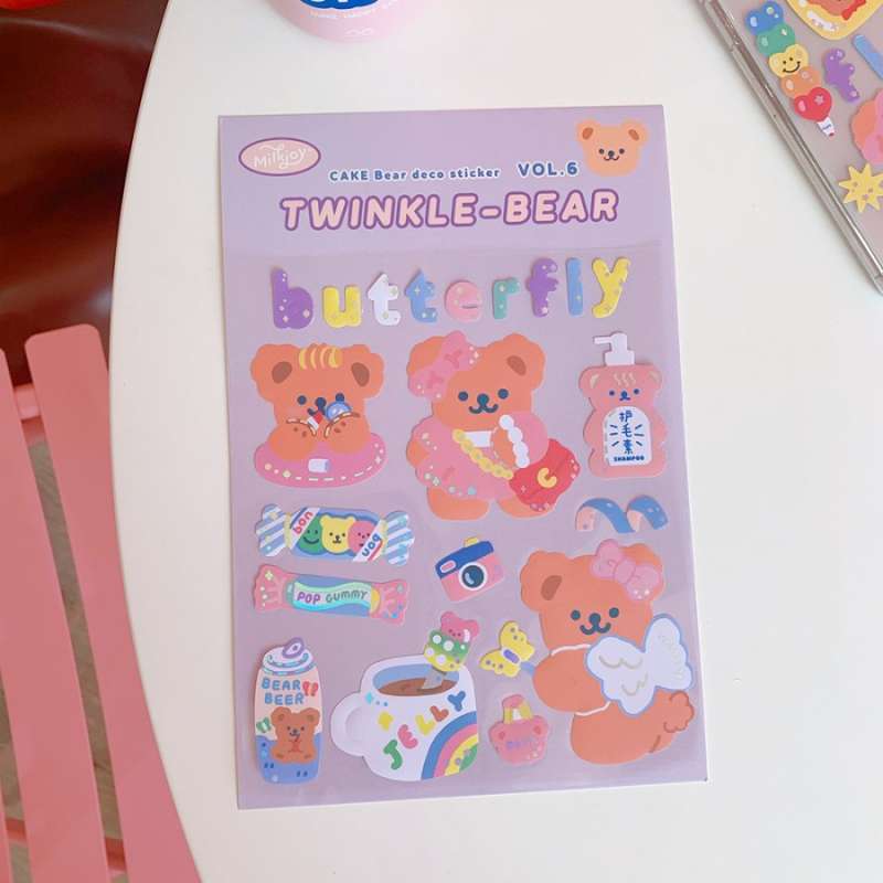 Jual Stiker Bear Sticker Dekorasi Korean Style Glitter Cute Lucu 034 ...