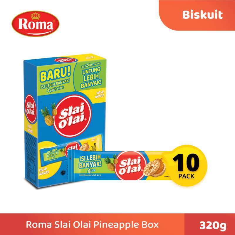 Promo Roma Slai Olai Pineapple Box 10 Sachet Diskon 9% di Seller Mayora ...
