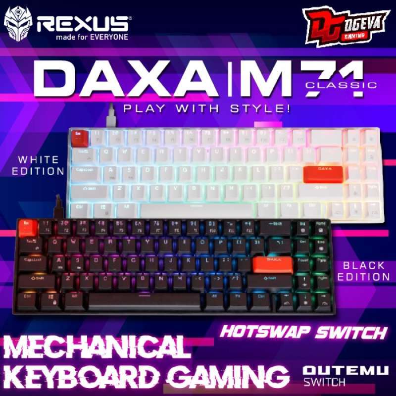 Jual Rexus Daxa M71 Classic Rgb Led Hotswap Mechanical Keyboard Gaming ...