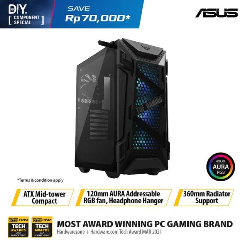 Promo Asus - Tuf Gaming Gt301 Case | Mid Tower Tempered Glass Gaming ...