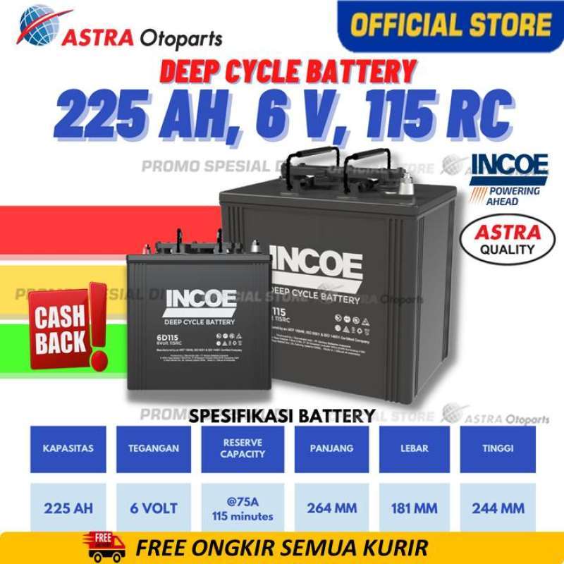 Promo Baterai / Aki Incoe Golf 225 Ah - 6 Volt (inglf-6d115, Reserve ...