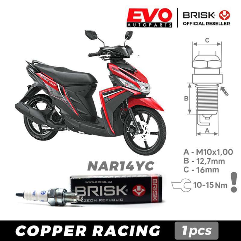 Jual Busi Motor Brisk Copper Racing Nar14Yc Mio, Jupiter Z, Supra 100Cc ...