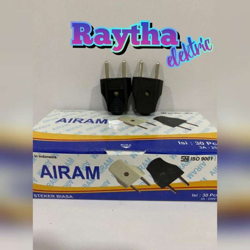 Jual Steker Gepeng 1 Phase Model Broco AIRAM / Putih atau Hitam di ...