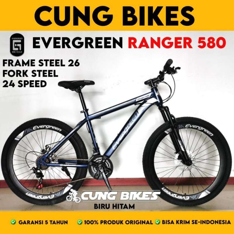 Promo Sepeda Gunung Mtb 26 Inch Evergreen 580 Velg Tinggi 24 Speed Disc ...
