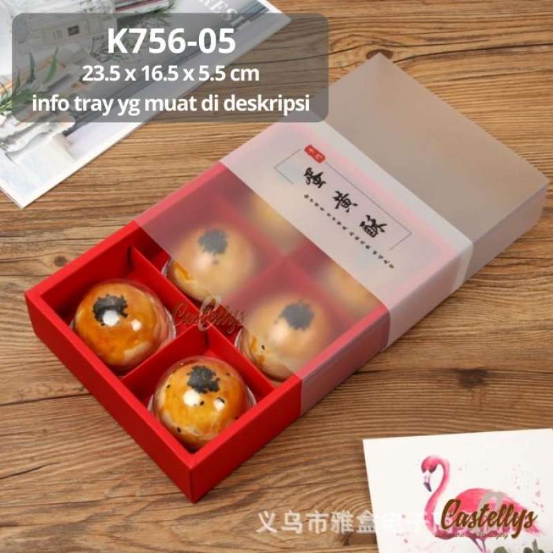 Jual Kotak Dus Box Mooncake K756-05 Merah Polos Kue Bulan Pia Nastar di ...