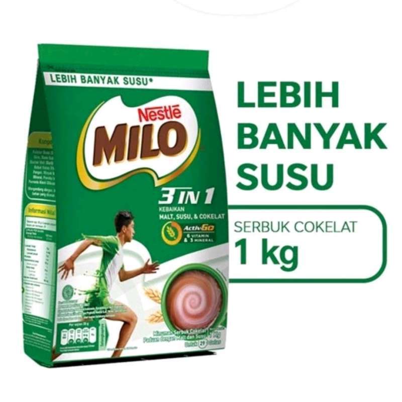Jual Milo 3 in 1 active go pouch 1 kg lebih banyak susu / milo active ...