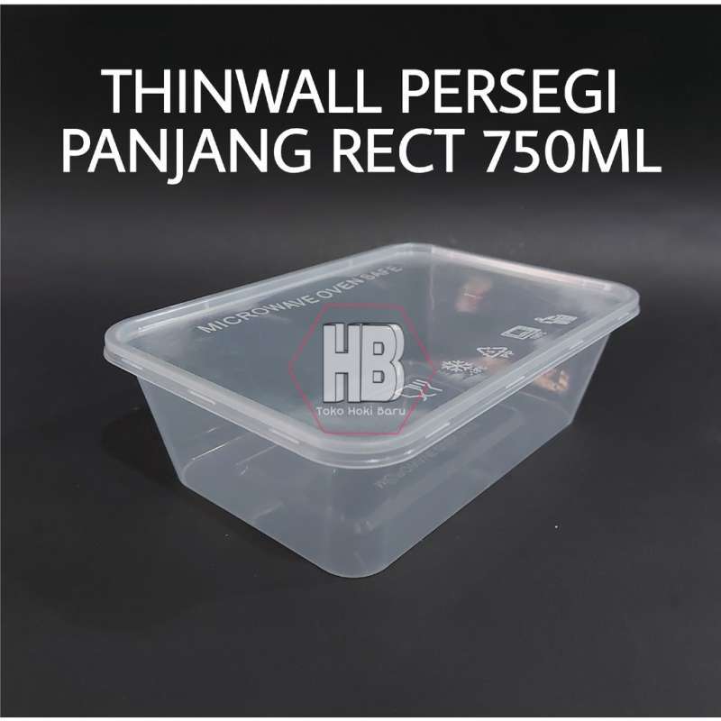 Jual Thinwall Rec 750ml + Tutup / Kotak Makan Plastik Persegi Panjang ...