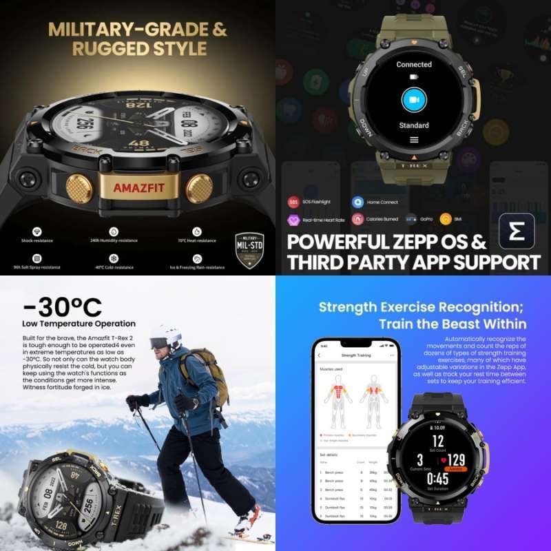 Jual Amazfit T-rex 2 Smartwatch Amoled 5 Gps Satellite Military Grade Trex 2 - Astro Black Gold ...