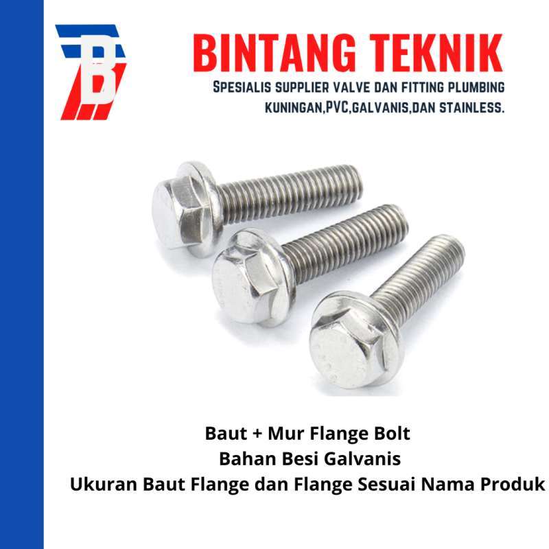 Jual Baut Flange Bolt M16x60 2 Inch Besi Galvanis Di Seller Toko ...