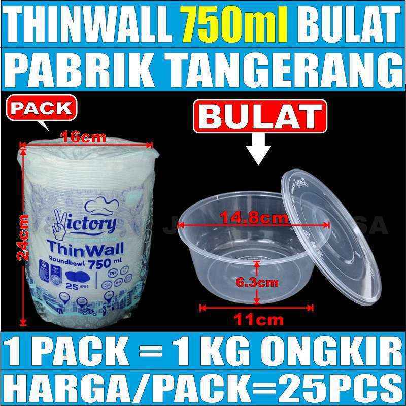 Promo Thinwall Bulat 750ml Per Pack Mangkok Bulat Bakso Bowl Plastik Diskon 2% di Seller ...