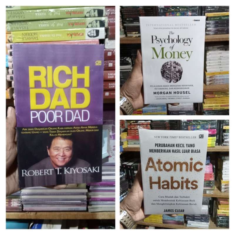 Jual Paket 3 Buku Rich Dad Poor Dad Atomic Habits The Psychology