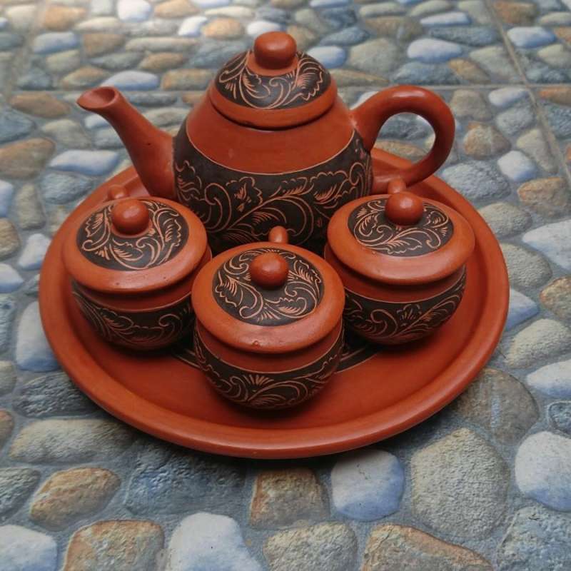 Jual Poci Tanah Liat Set Batik Teko Tanah Liat Di Seller Umkm Young ...