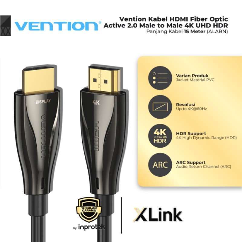 Promo Vention 15M Kabel Hdmi Fiber Optic Active 2.0 Male To Male 4K Uhd Hdr Diskon 10% di Seller ...