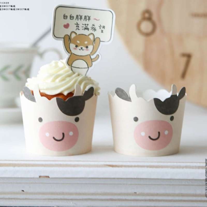 Jual Cupcake Kertas | Papercup Muffin Karakter Sapi /Cow Lucu di Seller ...