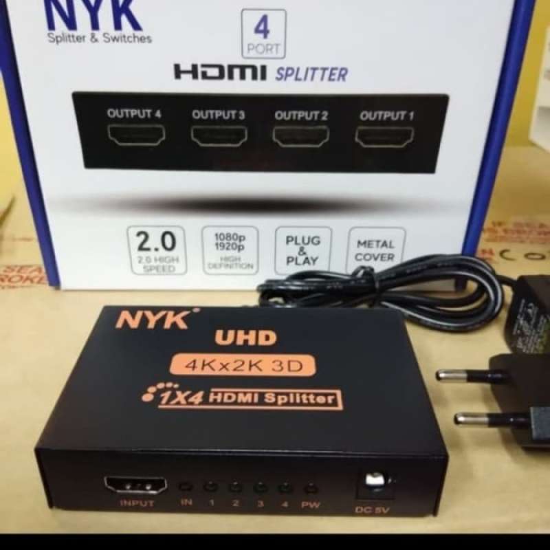 Promo Nyk Hdmi Splitter 4 Port 1-4 Hdcp Full Hd 3D 4Kx2K 4K X 2K Uhd ...