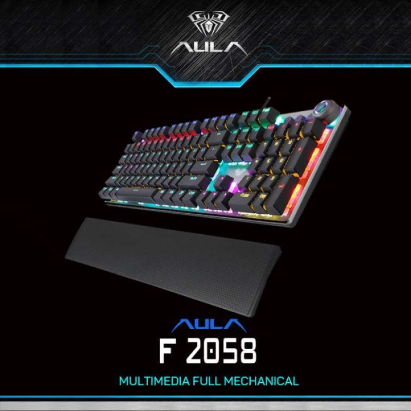 Jual Keyboard Gaming Mechanical AULA F2058 Multimedai, Rainbow LED di ...